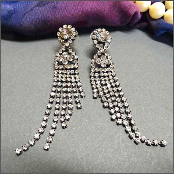 Jewelry | 196s Chandelier Pierced Rhinestone Earrings Exceptional ...